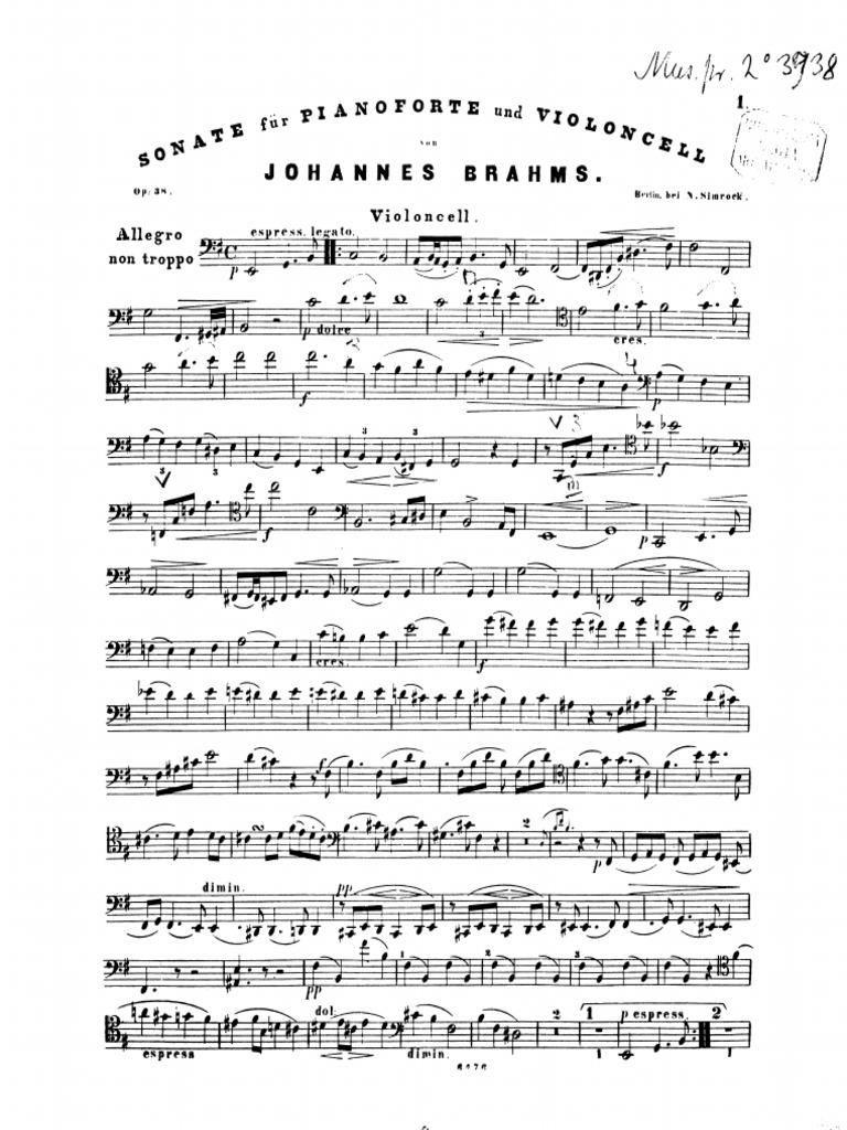 Partitura Sonate Johannes Brahms | PDF