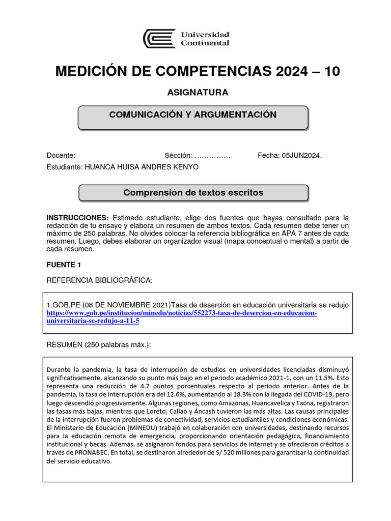 Medición de Competencias 2024-10 | PDF