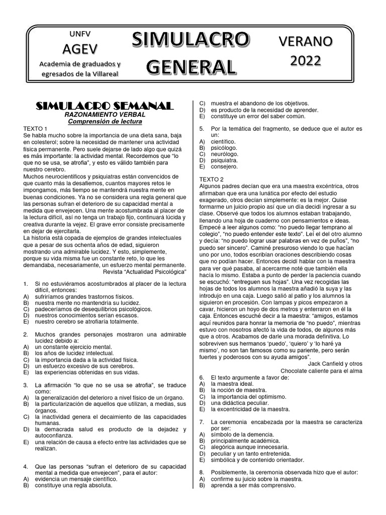 Simulacro General PDF | PDF | Mente | Neutrón