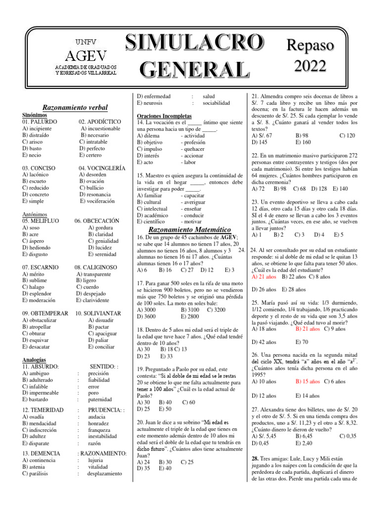 SIMULACRO GENERAL 16 ABRIL | PDF