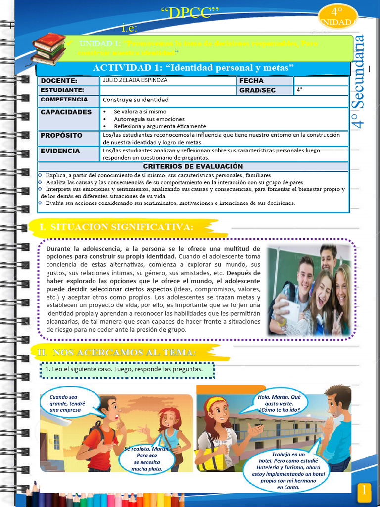 4° DPCC - Actv.01-Unidad.1 2024 | PDF | Motivación | Motivacional