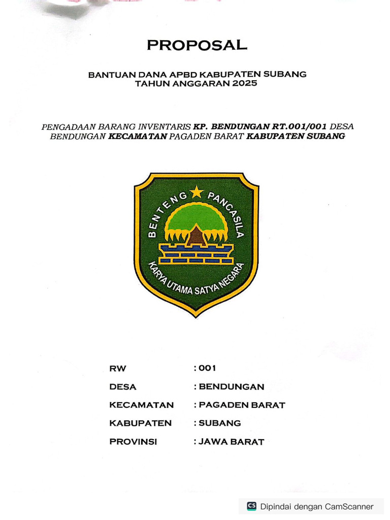 Proposal RW 1 Desa Bendungan | PDF