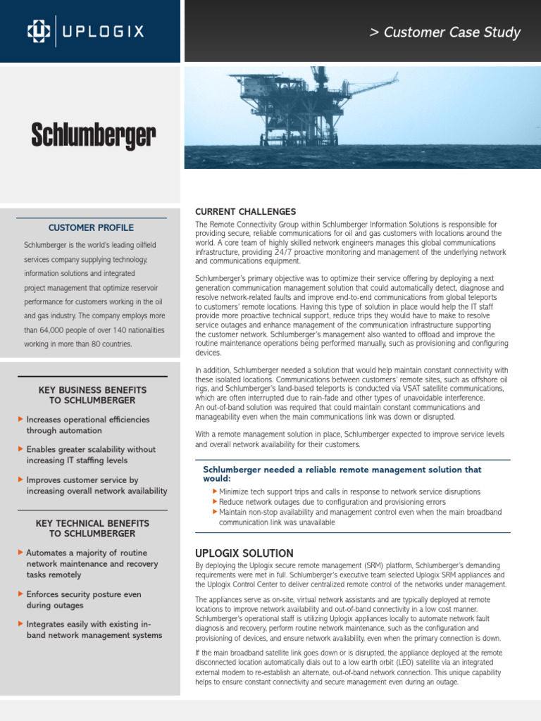uplogix_schlumberger_case_study | Download Free PDF | Computer Network | Automation