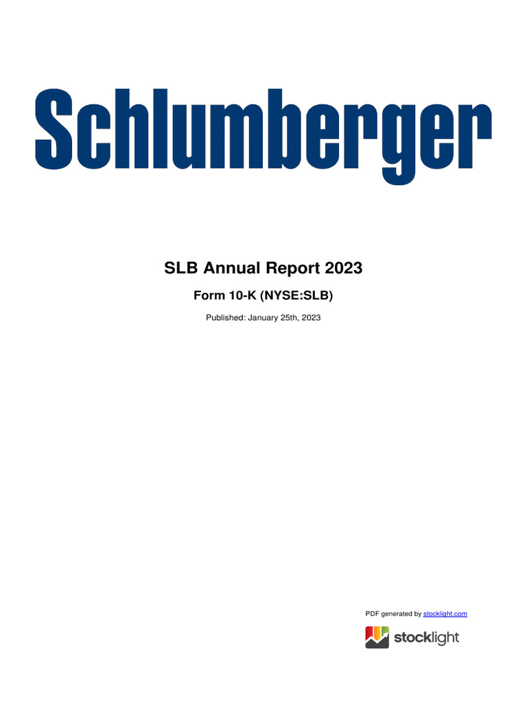 SLB Annual Report 2023: Form 10-K (NYSE:SLB) | PDF | Oil Well | Form 10 K