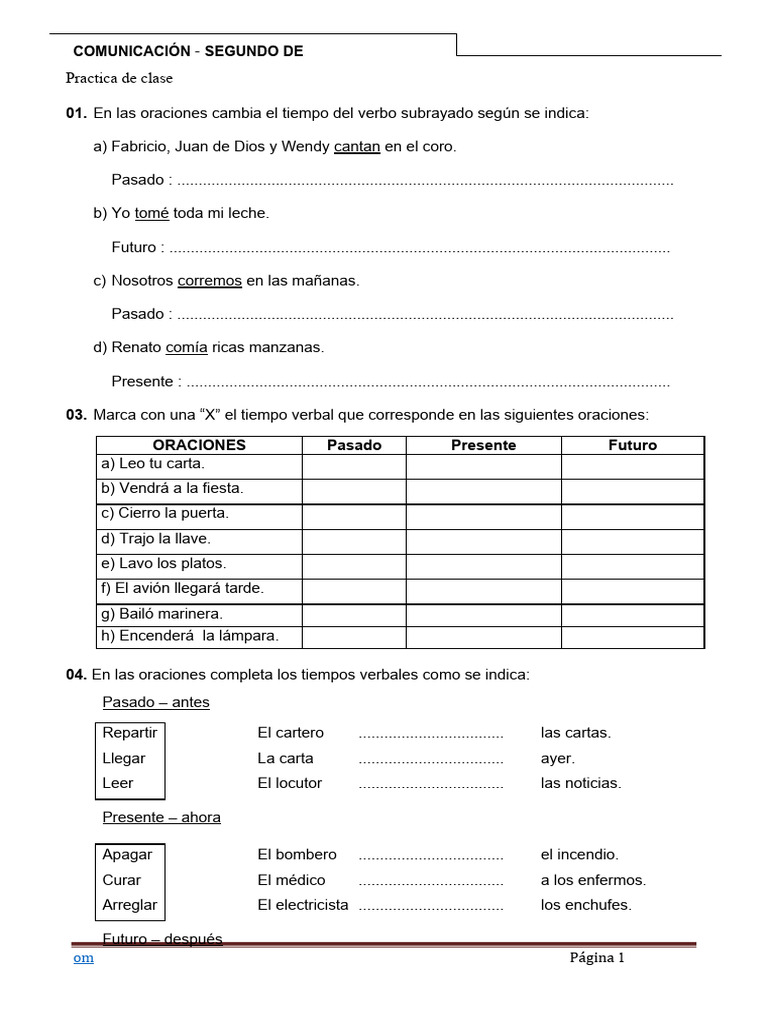 Practica Verbos | PDF | Tipología Lingüística