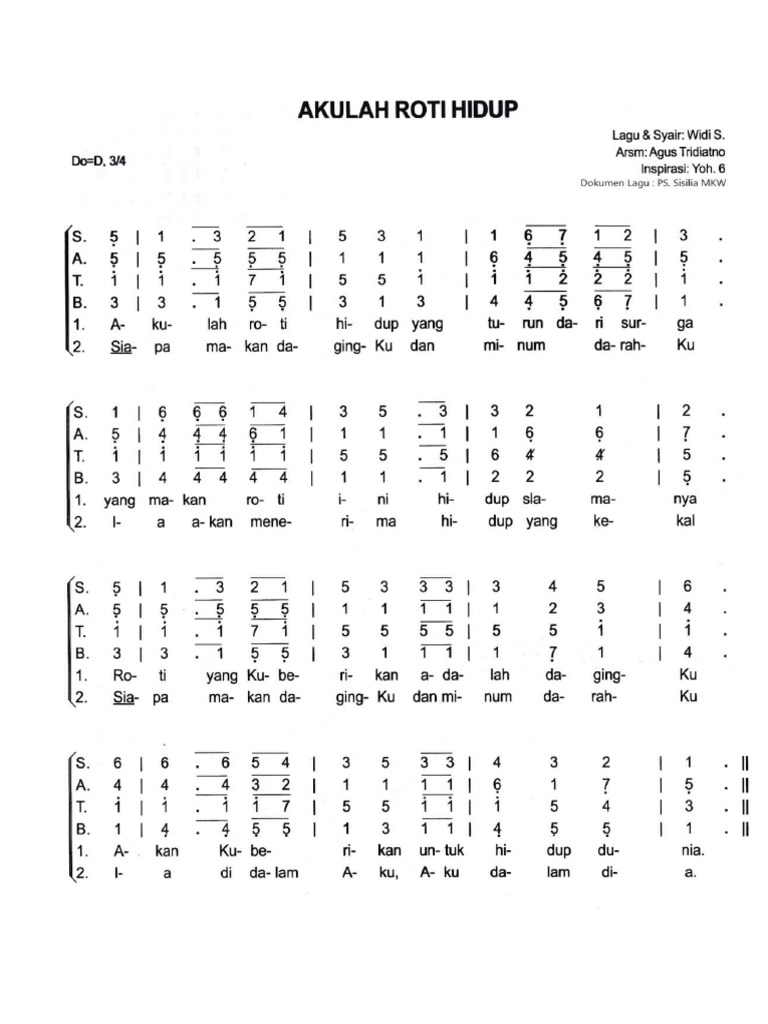 Lagu Akulah Roti Hidup | PDF