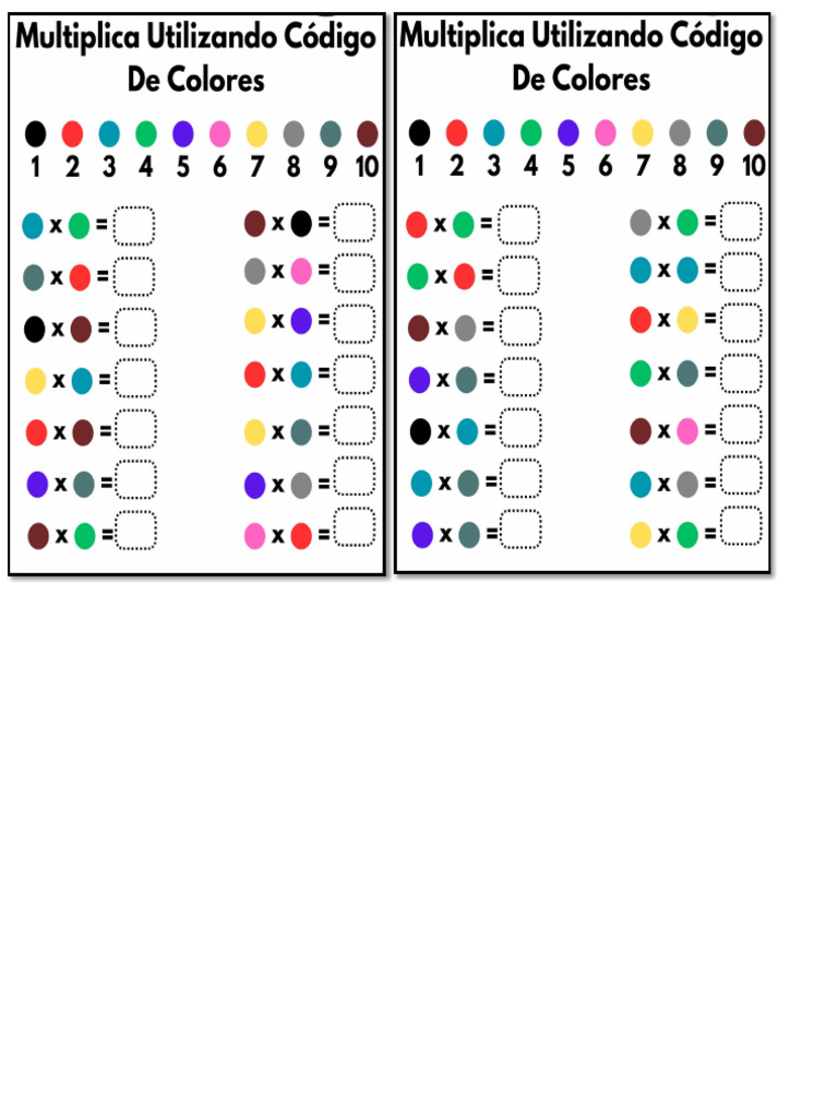 Aprende Matemáticas Con Color Cuadernillo de Multiplicaciones Con ...