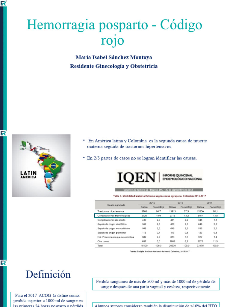 Hemorragia Posparto y Codigo Rojo | PDF | Parto | Enfermedades y trastornos