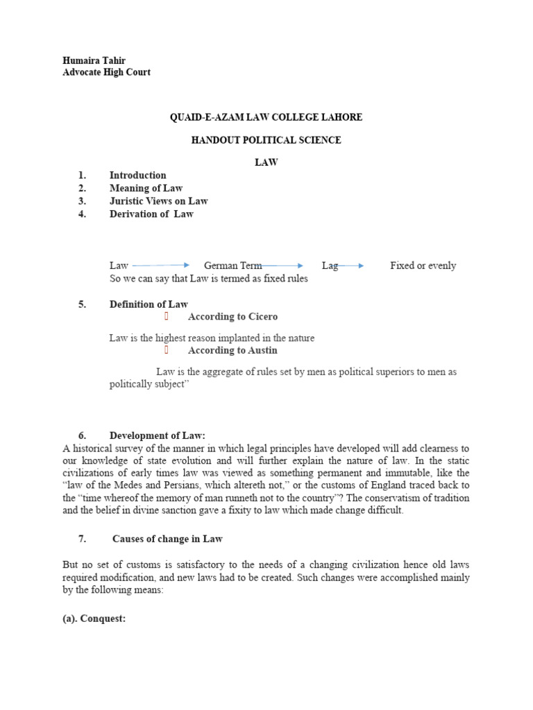 Meaning of Law 3. Juristic Views On Law 4. Derivation of Law | PDF ...