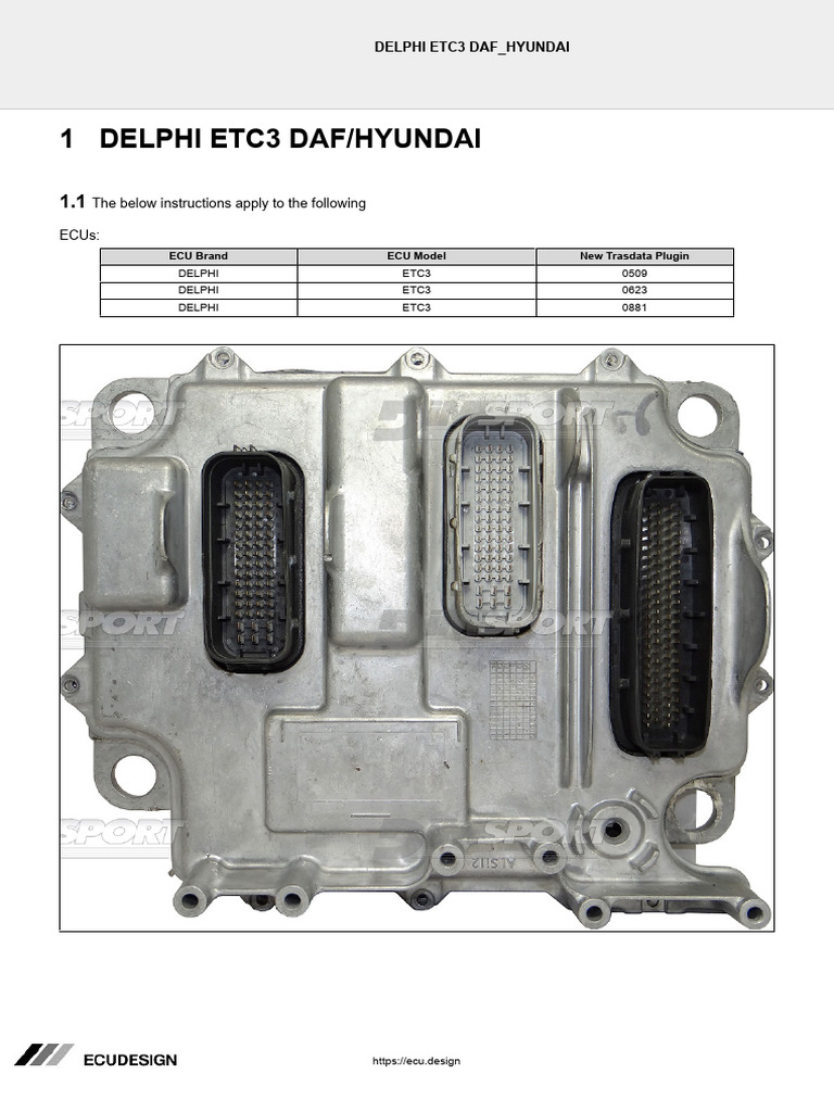 Delphi ETC3 DAF-Hyundai ECU Guide | PDF