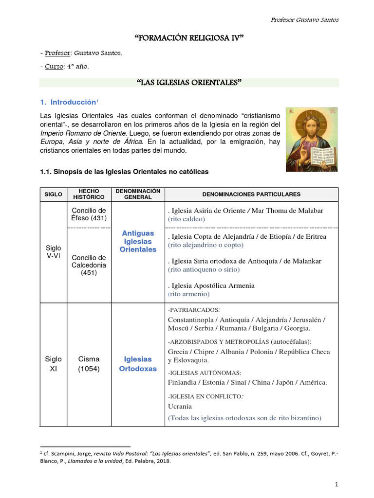 FR IV U II LAS IGLESIAS ORIENTALES Prof. Gustavo Santos 2024 | Descargar gratis PDF | Iglesia ...