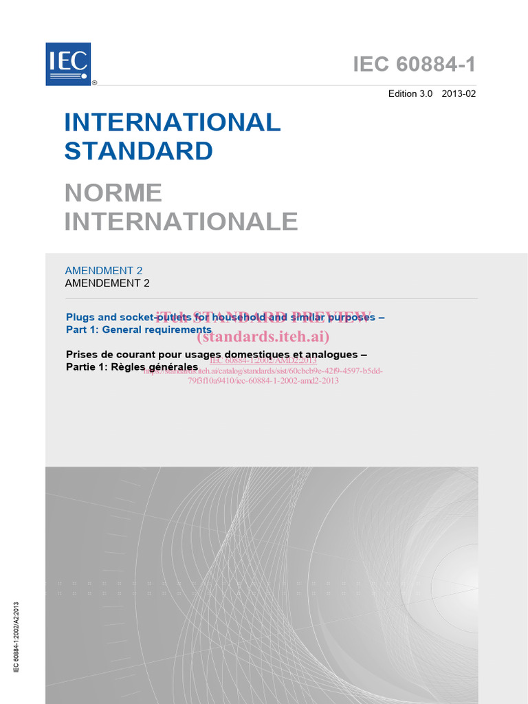 Iec 60884 1 2002 Amd2 2013 | PDF | Electrical Connector | Ac Power ...