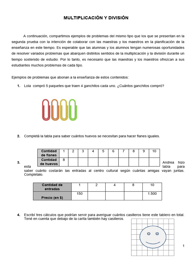 Tercer Año - MULTIPLICACIÓN Y DIVISIÓN | PDF | Alimentos | Cocina