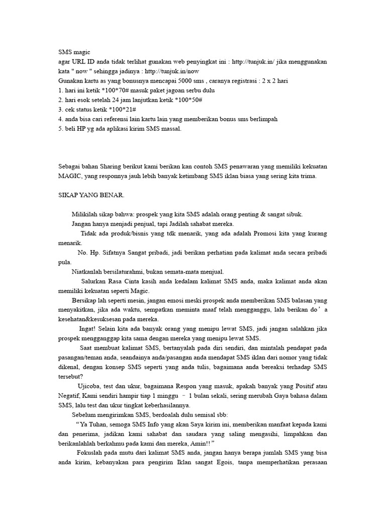 Contoh SMS Marketing | PDF