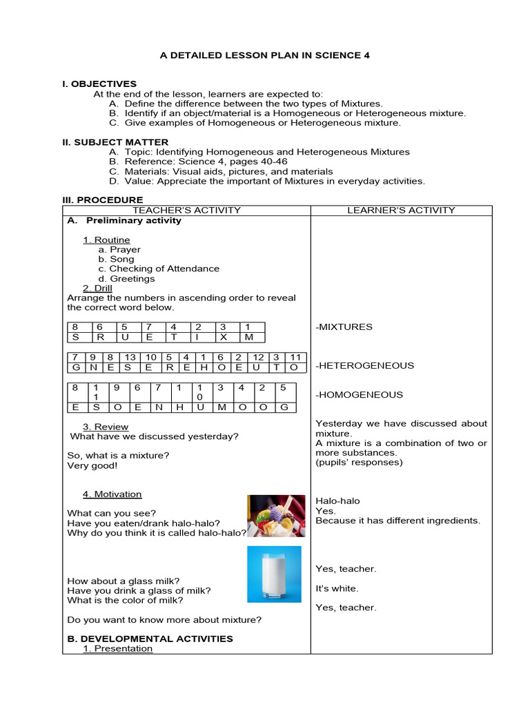 Mcd Lesson Plan 2022 by Sahara | Download Free PDF | Mixture | Homogeneity And Heterogeneity