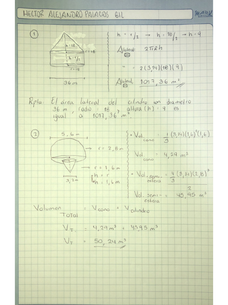 Sólidos de Revolución Ejercicios Resueltos | PDF