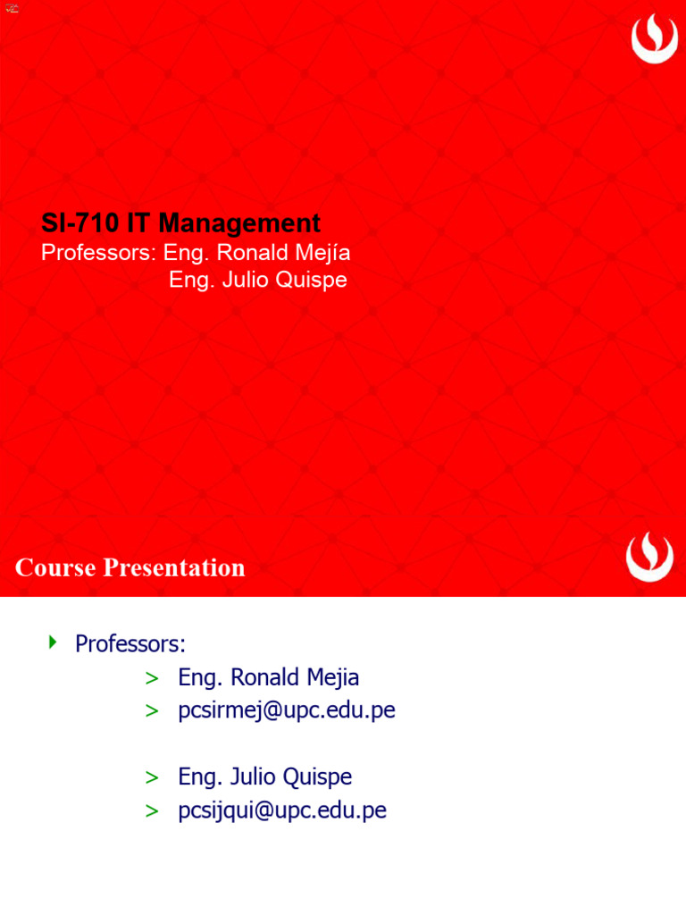 IT Management Course Overview SI-710 | PDF | It Service Management ...