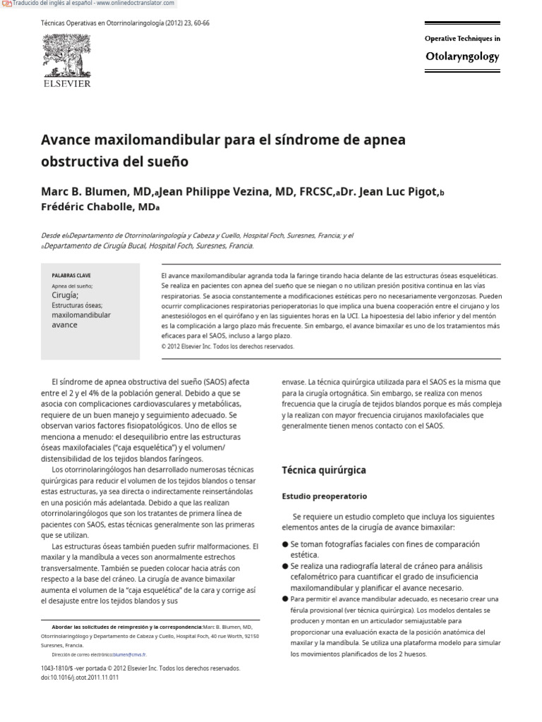 Maxillomandibular Advancement For Obstructive Sleep Apnea Syndrome ...
