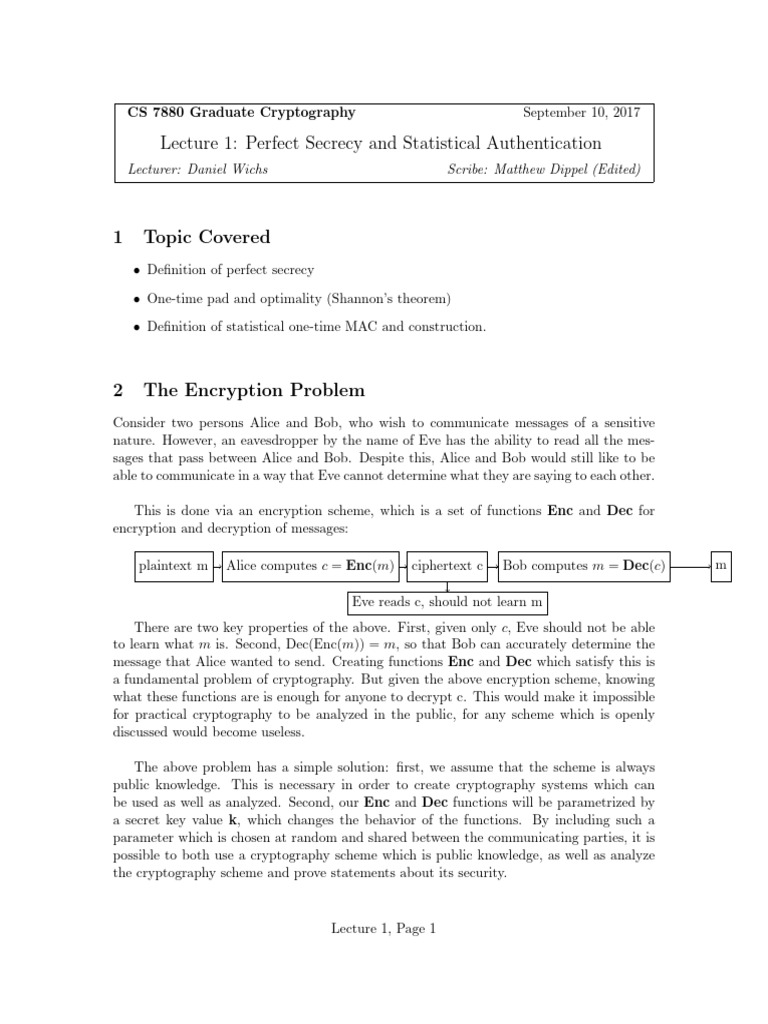 lecture1 | PDF | Cryptography | Encryption lecture1 | PDF | Cryptography | Encryption