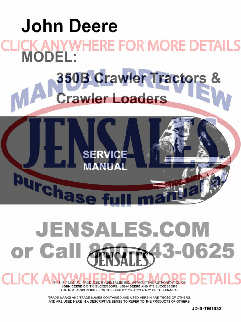 John Deere 350b Crawler Service Manual Pdf Land Vehicles