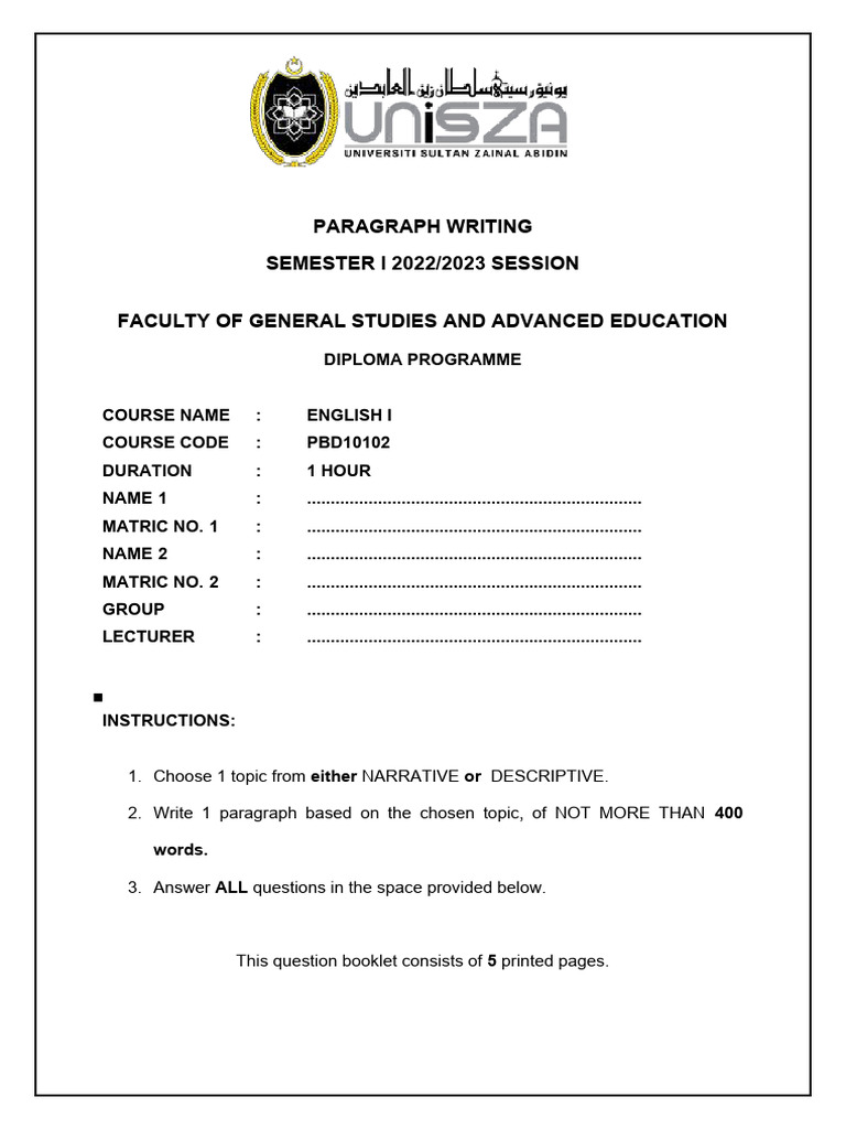 Paragraph Writing Booklet | PDF | Paragraph | Computing