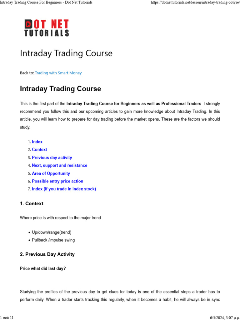Intraday Trading Course | PDF | Day Trading | Demand