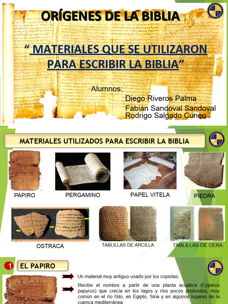 Materiales de Escritura en la Biblia | PDF | Papiro | Libro del éxodo
