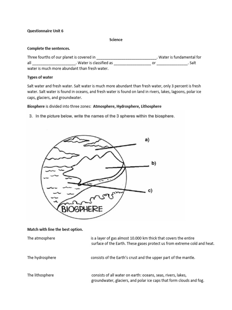 Questionnaire Unit 6 Science | PDF | Science & Mathematics