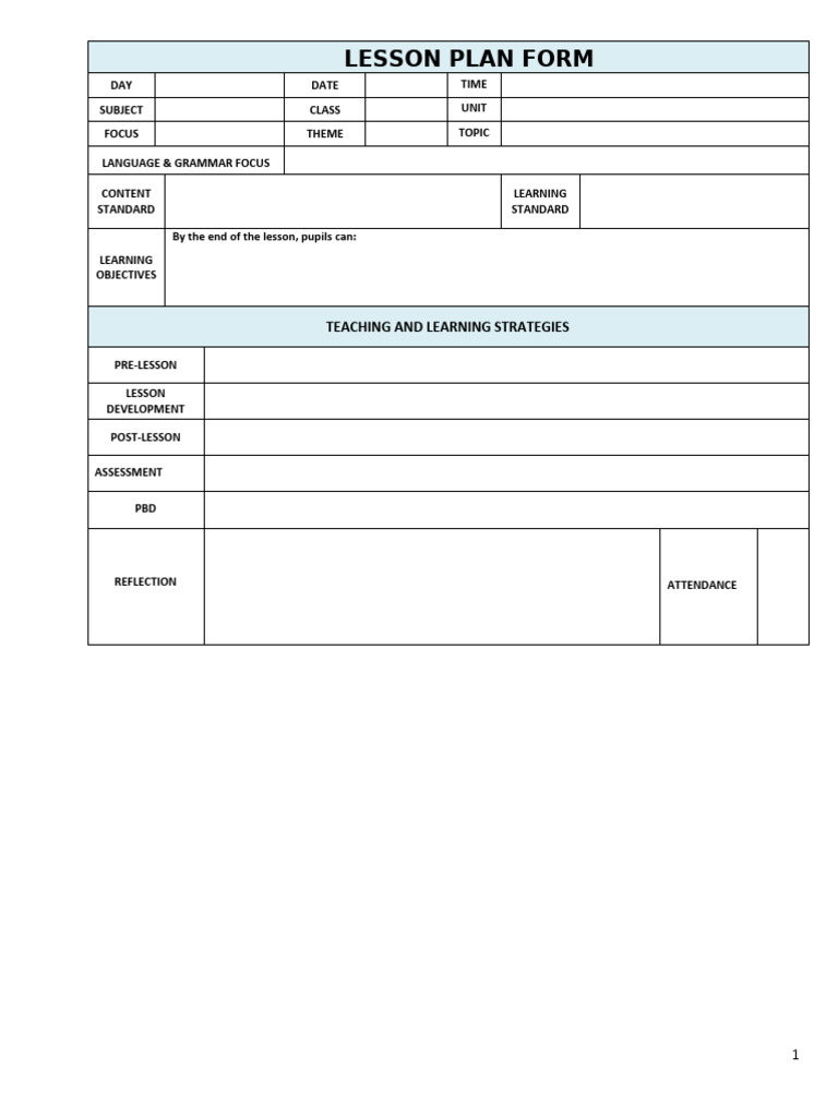 BI Lesson Plan Template | PDF