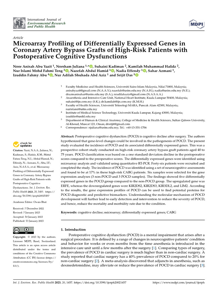 2023 - Microarray Profiling - Ijerph-20-01457 | PDF | Surgery ...
