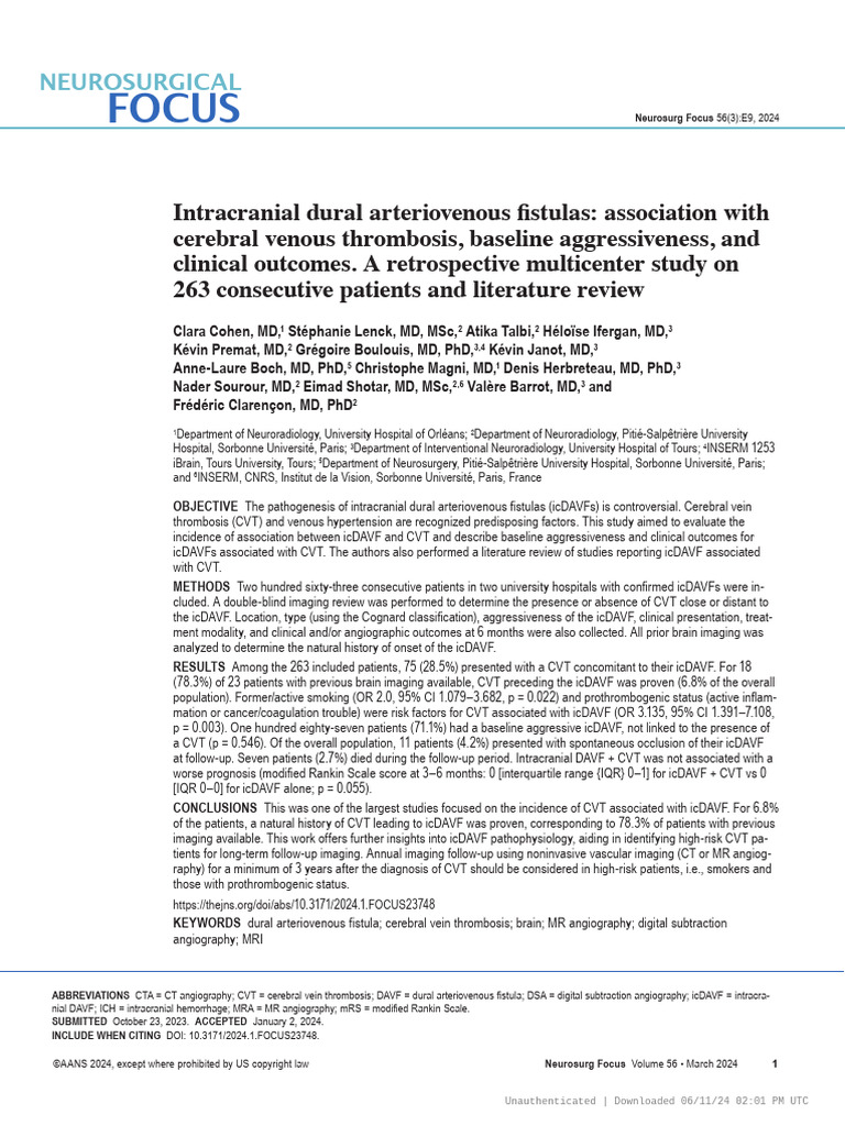 Neurosurg Focus Article Pe9 | PDF | Clinical Medicine | Medical Specialties