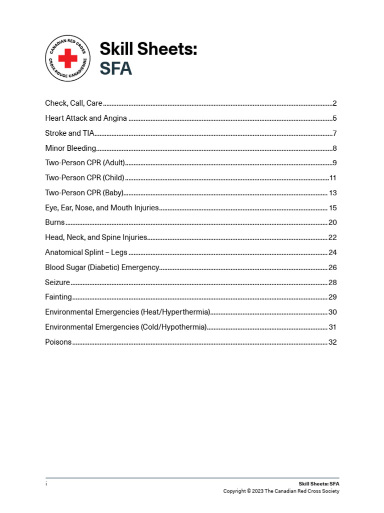 Red-Cross-Skills-Checklist | PDF | Cardiopulmonary Resuscitation | Burn
