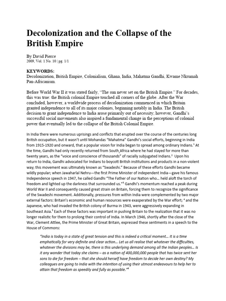 Decolonization and The Collapse of The British Empire | PDF | Mahatma ...