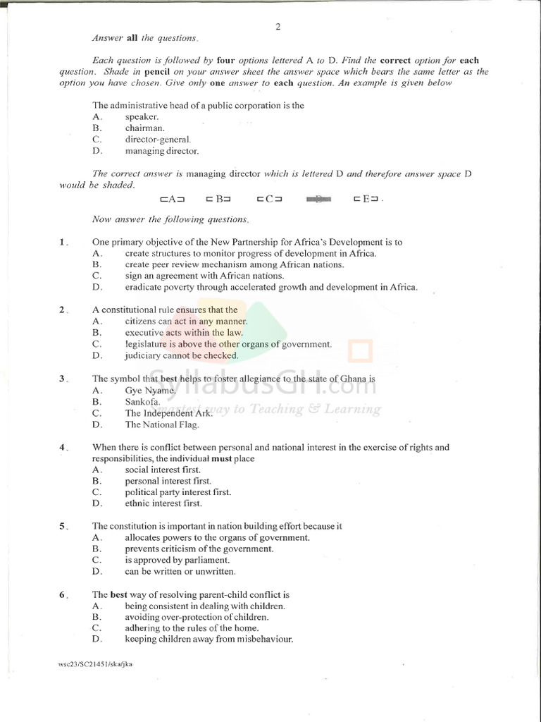 2023 WASSCE Social Studies 1 | PDF