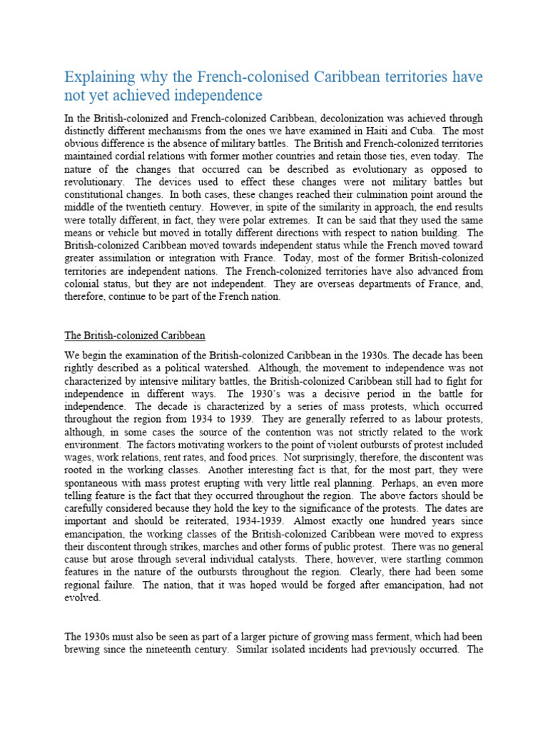 French Caribbean Colonies' Independence Issues | PDF | Cost Of Living ...