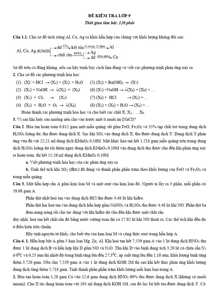 BÀi KT Hoá 9 | PDF