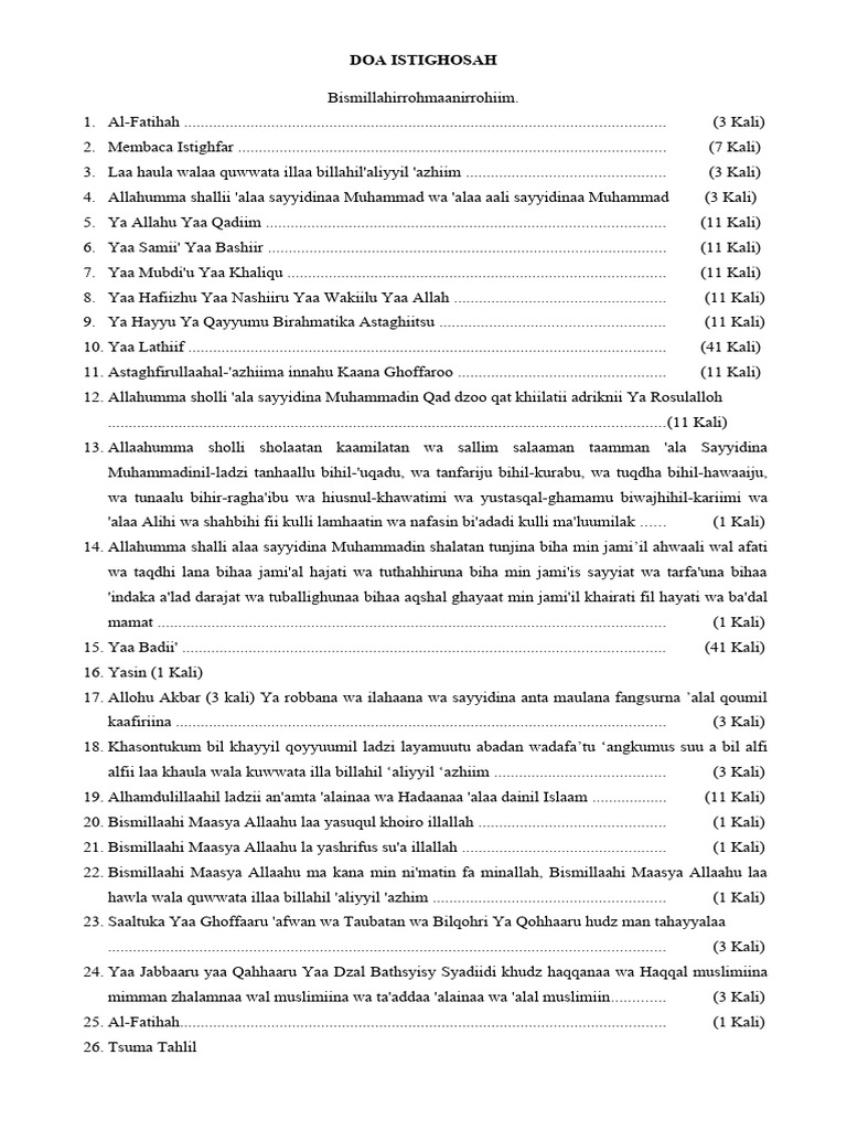 Bacaan Istighosah Lengkap Arab-Latin | PDF