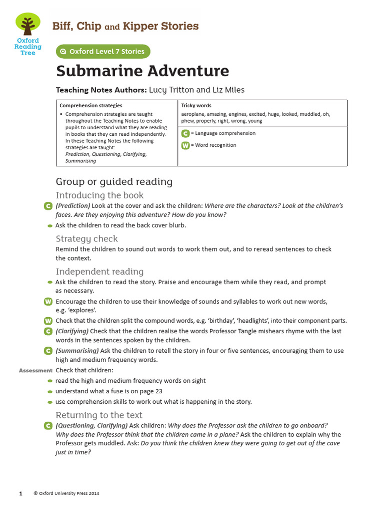Submarine Adventure Teaching Notes | PDF | Word | Applied Linguistics