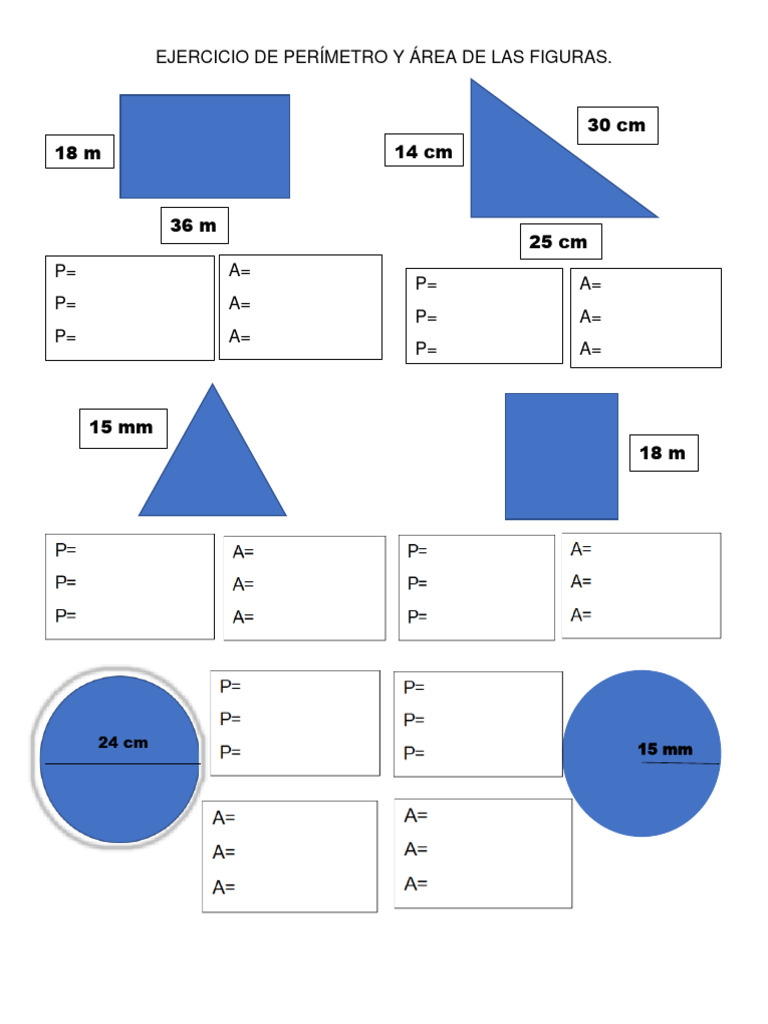 Ejercicio de Perímetro y Área de Las Figuras | PDF