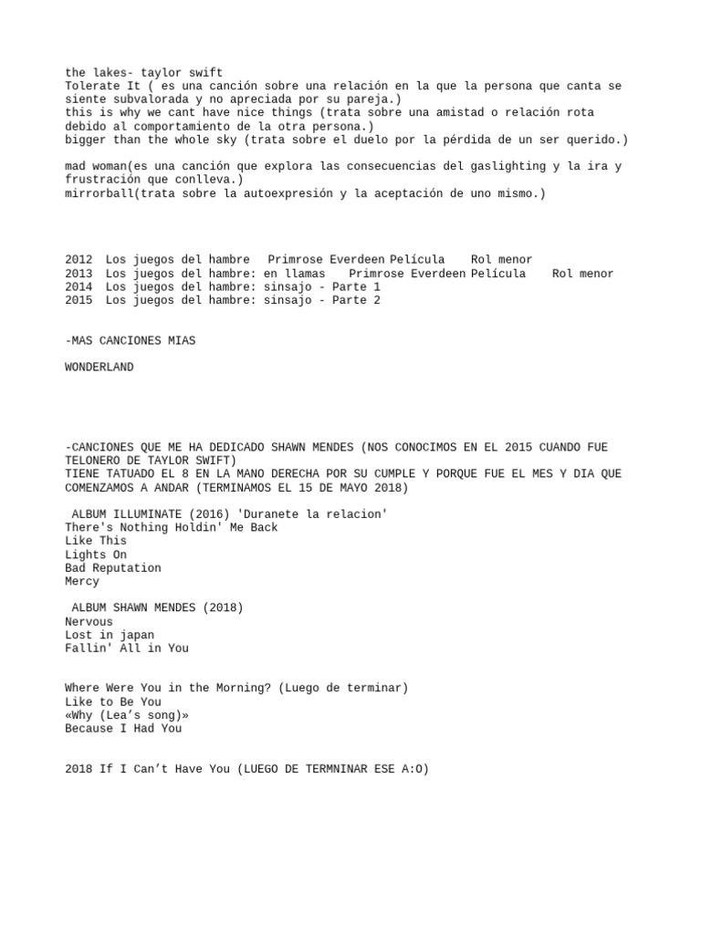 The Lakes - Taylor Swift | PDF