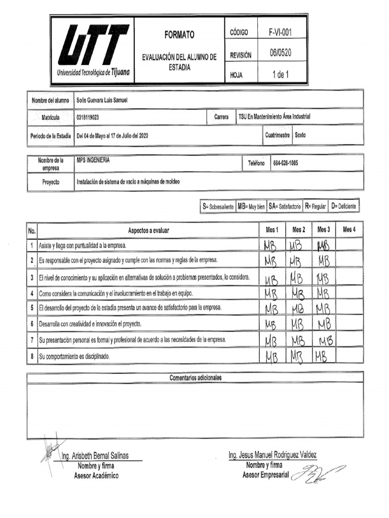 Ejemplo de Hoja de Evaluacion | PDF