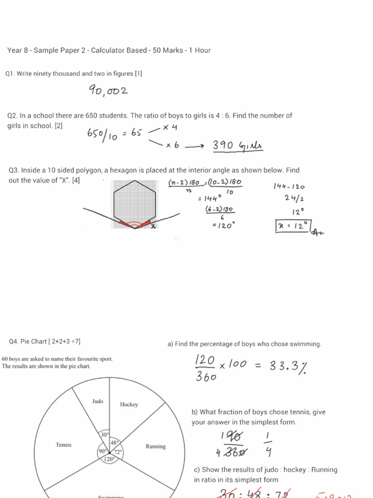 Y8 - P2 Maths Sample Paper | PDF
