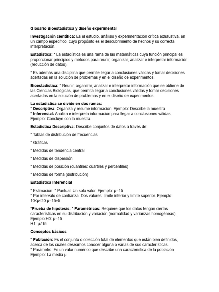 Glosario Basico de Bioestadistica | PDF | Muestreo (Estadísticas) | Nivel de medida