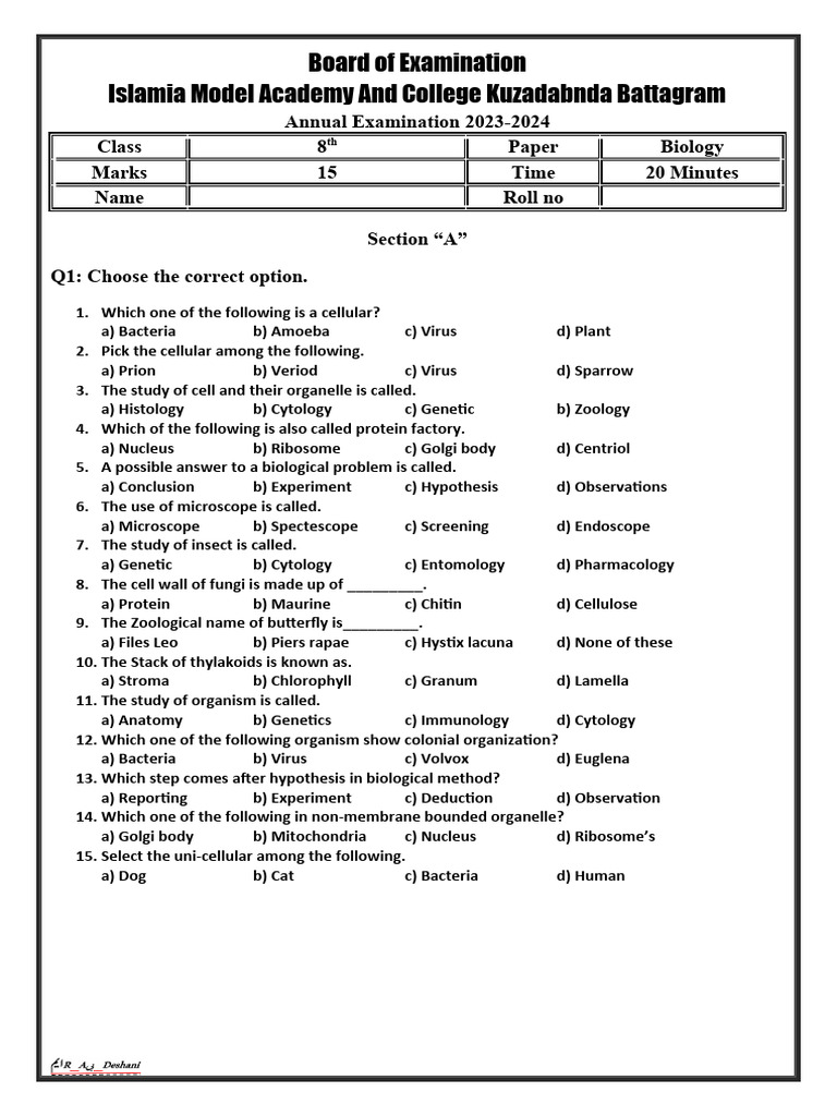 8th Biology | PDF | Cell (Biology) | Cell Biology