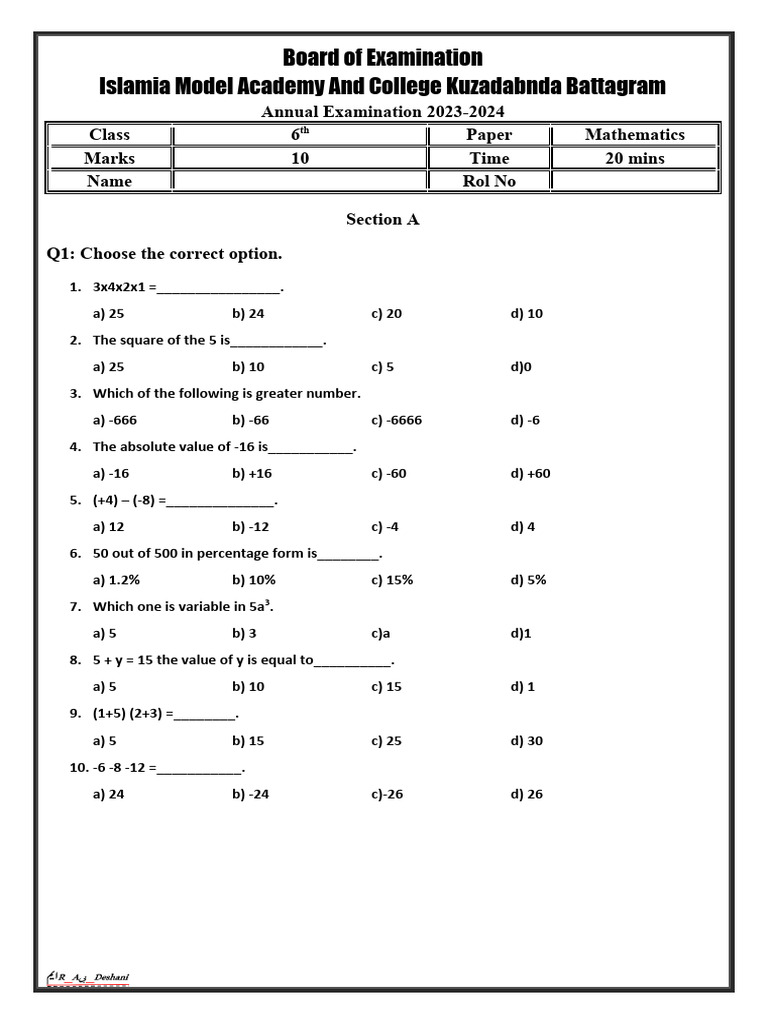 6th mathematics | PDF | Mathematics | Applied Mathematics