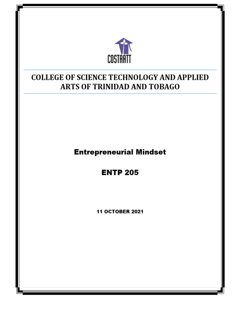 ENTP 205 COURSE OUTLINE 202410 Revised | PDF | Entrepreneurship | Cognition