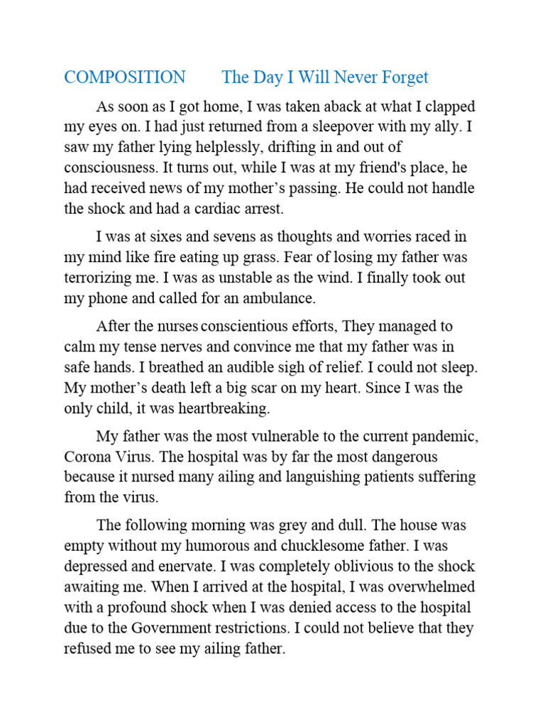 The Day I Will Never Forget | PDF