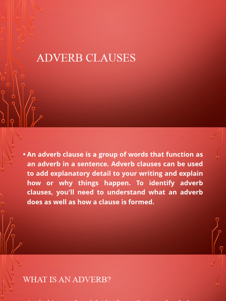 Adverb Clauses | PDF | Adverb | Verb