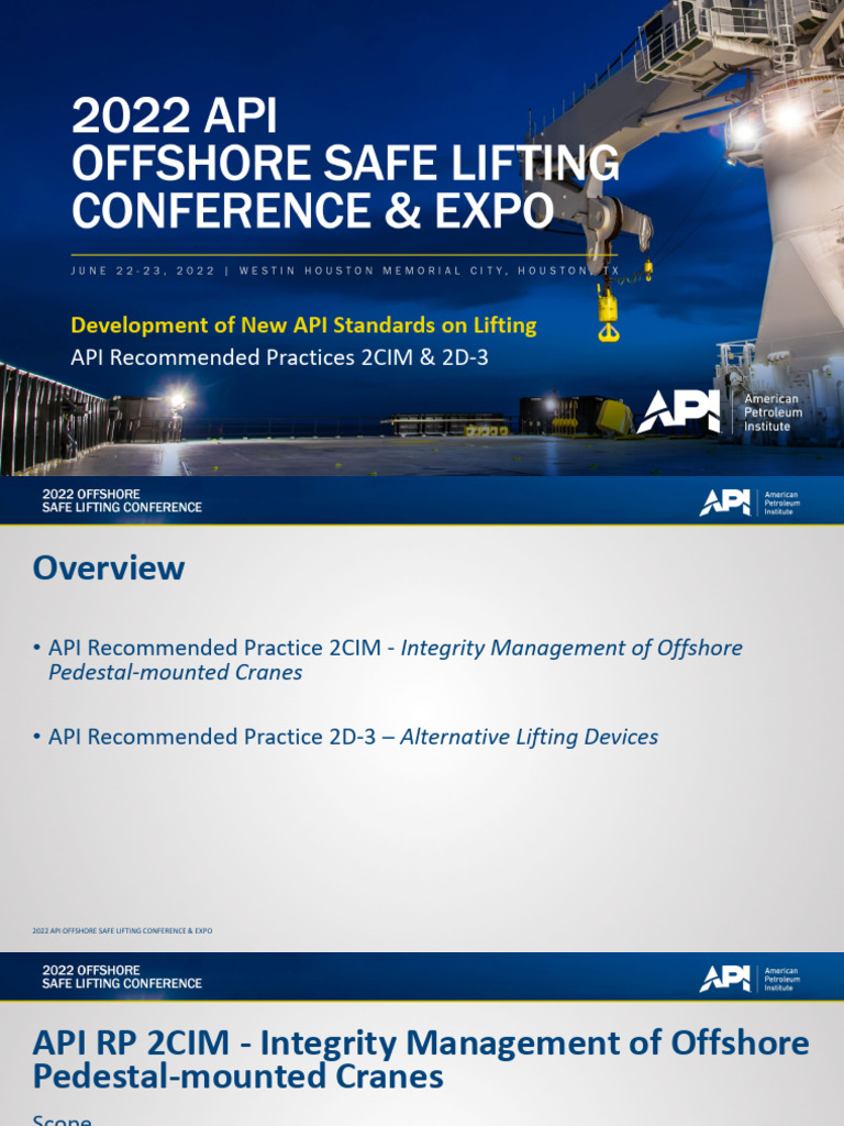 Development of New API Standards On Lifting - API Recommended Practices ...