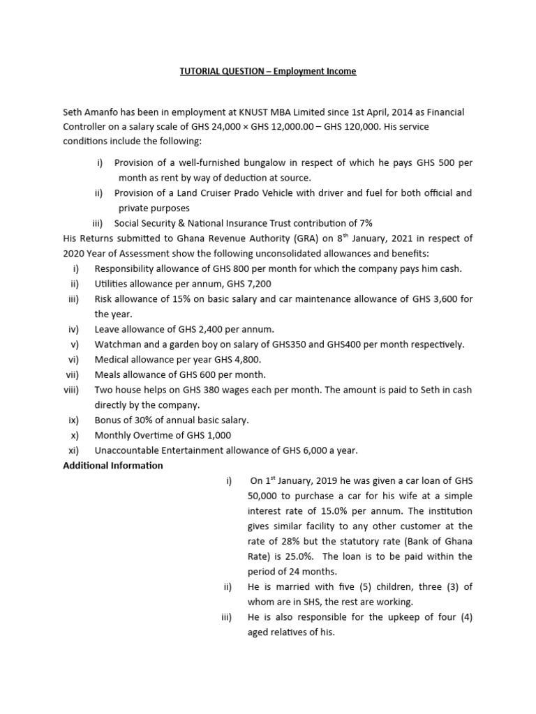 Tutorial Question | PDF | Salary | Employment